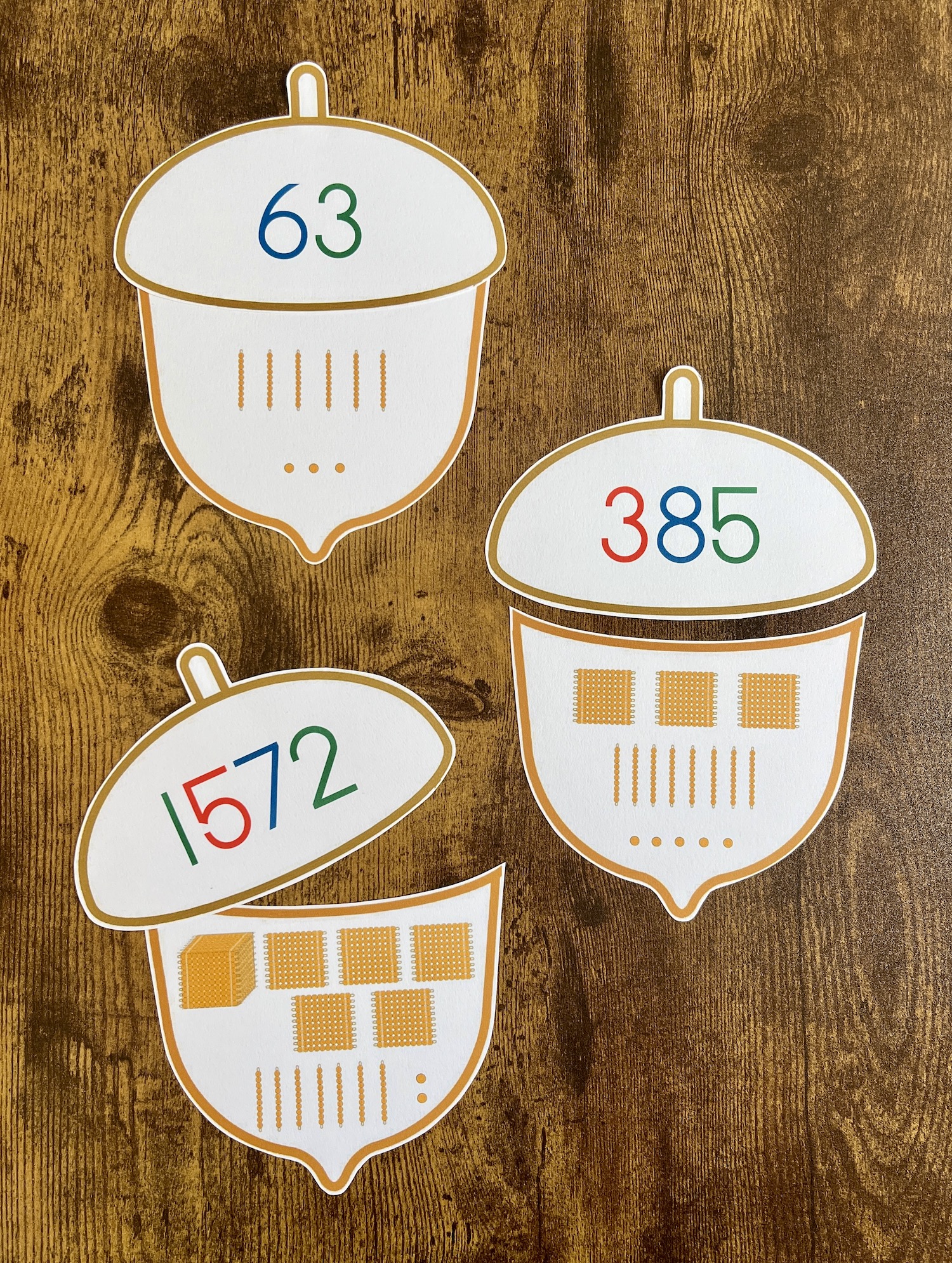 acorn place value matching cards copy – MOMtessori Life